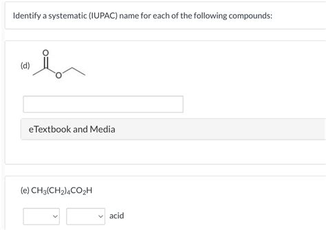 Solved Identify A Systematic Iupac Name For Each Of The