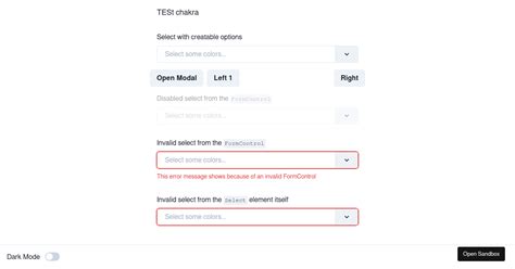 Chakra Ui React Select Forked Codesandbox