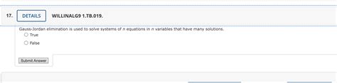 Solved 17 Details Willinalg9 1 Tb 019 Gauss Jordan