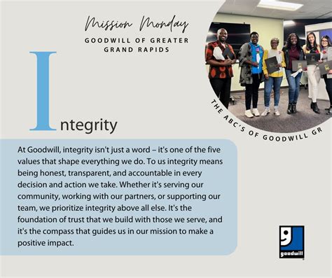 Goodwill Goodwillgr Values Integrity Missionmonday Goodwill Of