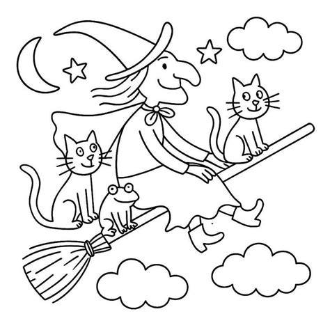 Room On The Broom Coloring Pages Coloringlib