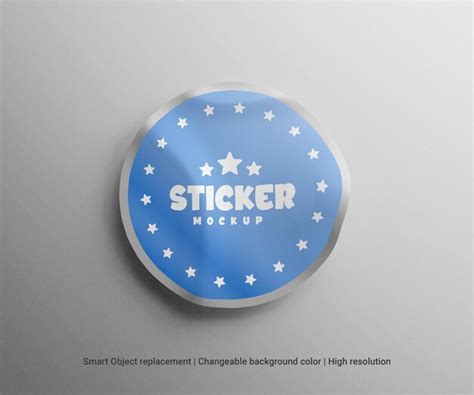 둥근 스티커 모형 또는 3d 종이 스티커 모형 프리미엄 Psd 파일