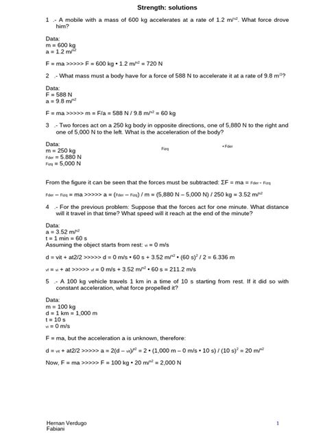 Strength Solved Exercises Pdf Force Tension Physics