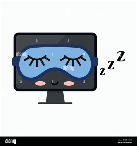 sleeping off computer monitor vector icon isolated on white background