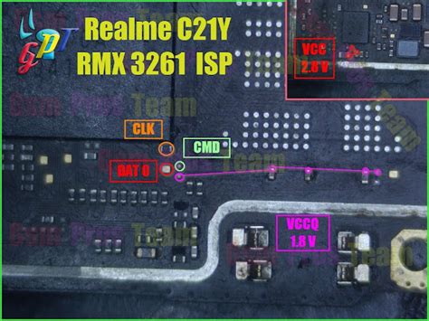 Realme C21 および C21y Rmx3201 Rmx3261 Isp ピン出力 テストポイント