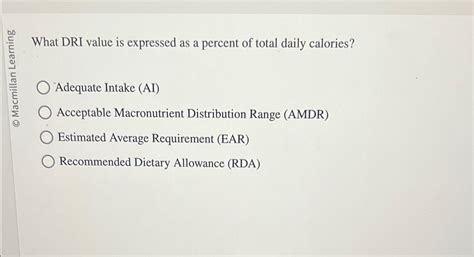 Solved Adequate Intake Aiacceptable Macronutrient