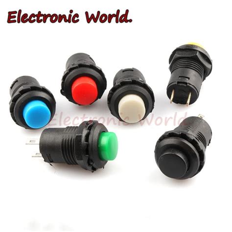5pcsset Ds 428427 Round Button Switch With Lock Self Locking Self Reset Red Green Yellow 12mm