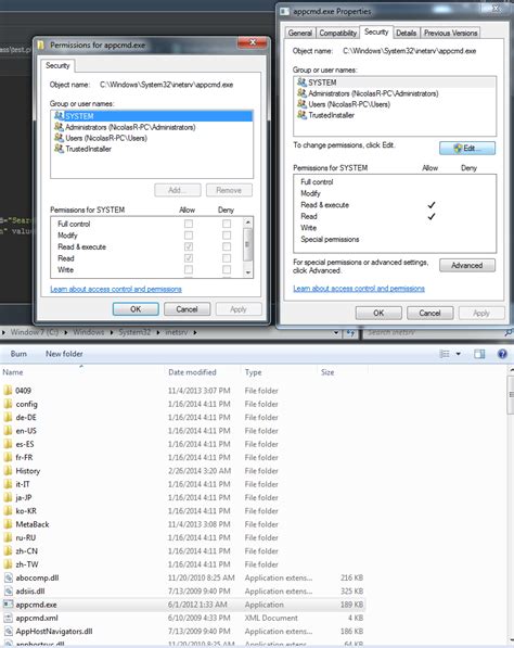 Iis Can T Change Permission Of AppCmd Can T Run AppCmd From Php Stack Overflow