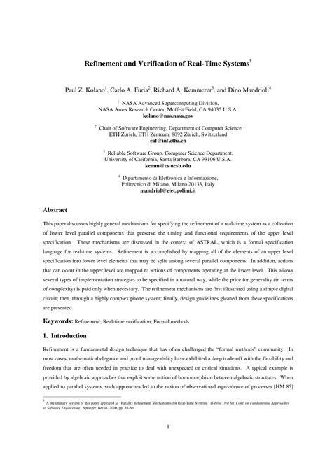Pdf Refinement And Verification Of Real Time Systems