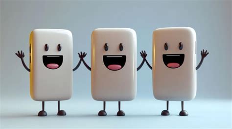Three Happy Rectangle Characters Premium Ai Generated Image