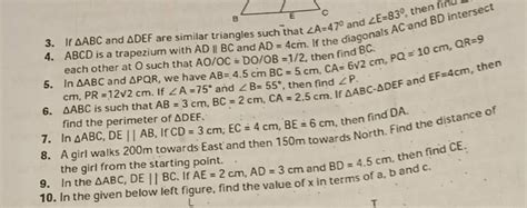 If ABC And DEF Are Similar Triangles Such That A And E Th