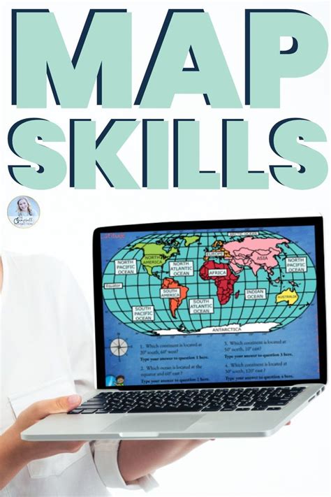 Map Skills 3rd 4th And 5th Grade Latitude And Longitude Compass Rose Digital Map Skills