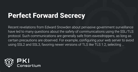 Perfect Forward Secrecy Pki Consortium
