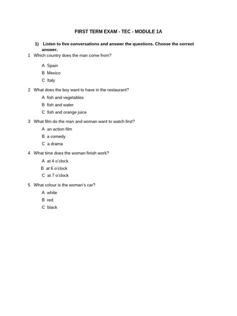 1st Term Mock Exam Begginers Pdf