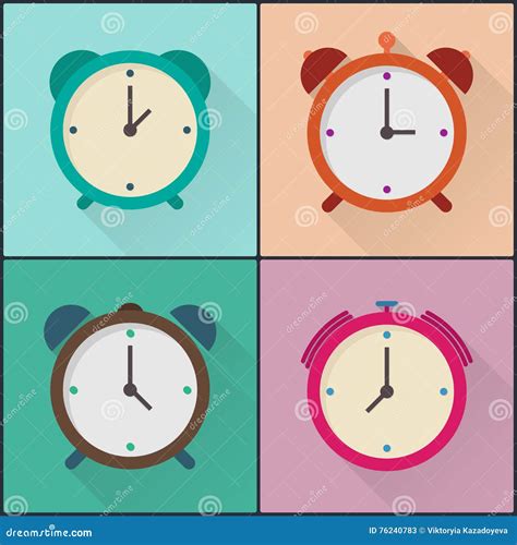 Flat Icon Alarm Design Pack Stock Vector Illustration Of Icon Moment