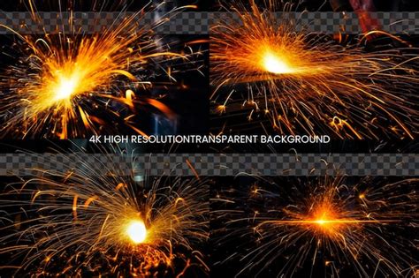 Особый эффект грозы и искр на прозрачном фоне Премиум Psd Файл