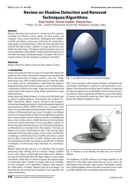 Review On Shadow Detection And Removal Techniques Ijcst