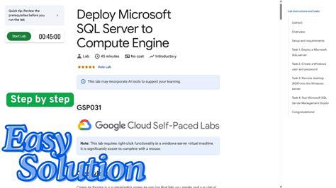 Deploy Microsoft Sql Server To Compute Engine Gsp031 Qwiklabs