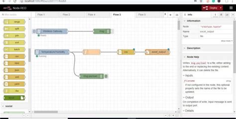 node red to excel details