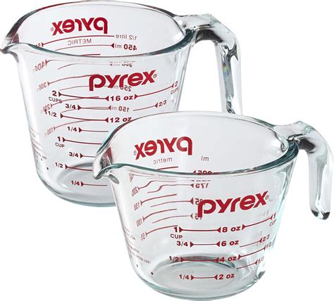 Pyrex Prepware 2 Piece Glass Measuring Set 1 And 2 Cup 2