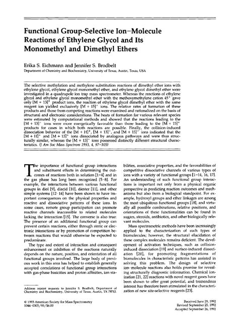 Functional Group Selective Ion Molecule Reactions Of Ethylene Glycol
