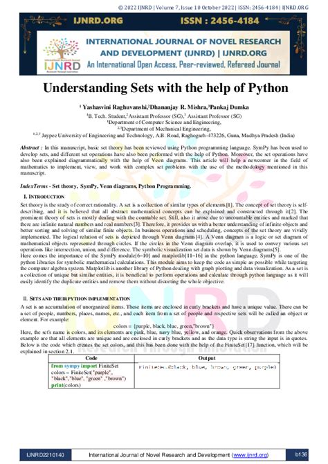 Pdf Understanding Sets With The Help Of Python