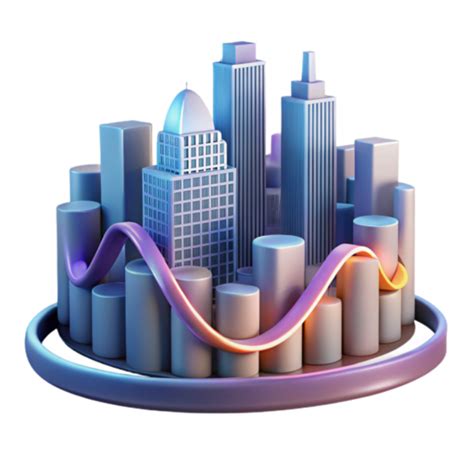 3d Illustration Urban Skyline Growth Chart Data Visualization 55449877 Png