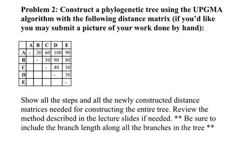 Solved Problem 2 Construct A Phylogenetic Tree Using The