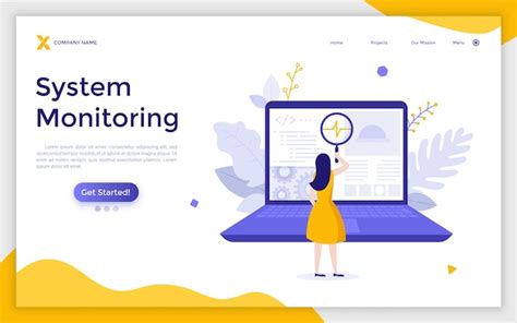 Premium Vector Landing Page Template With Woman Looking At Indicators