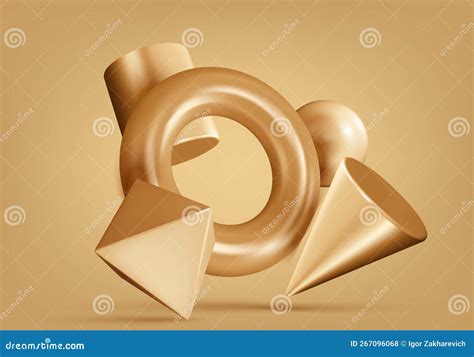 3d Abstract Background Falling Geometric Primitive Shapes Vector