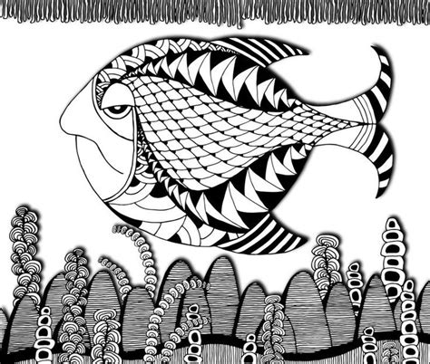 Grumpy Zentangle Fish Zentangle Artwork Animal Quilts Zentangle Art