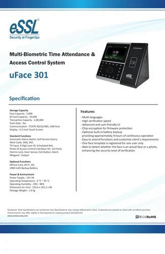 ESSL UFACE 301 Face Recognition Time Attendance System At 16500 New Delhi ID 2853311975662