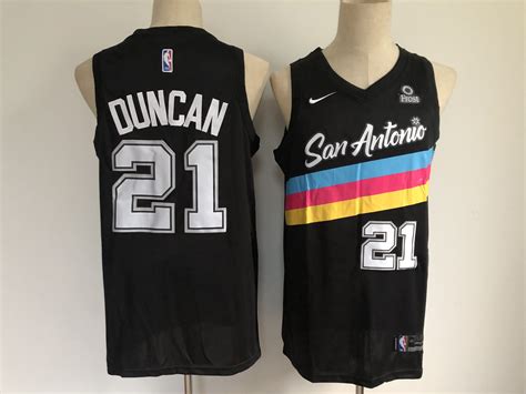 Mens San Antonio Spurs 21 Tim Duncan Black 2021 Nike City Edition