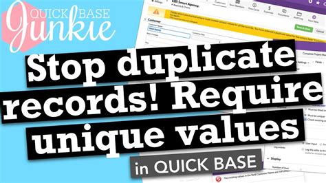 Stop Duplicate Records Require Unique Values In Quickbase Youtube