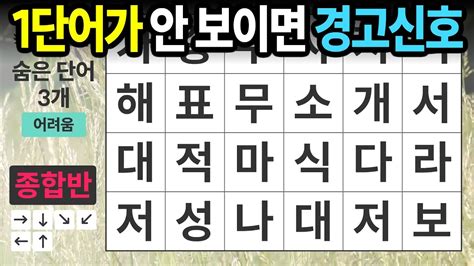 단어 하나가 안보이면 위험합니다ㅣ숨은단어찾기치매예방치매테스트치매예방퀴즈단어퀴즈치매예방활동낱말퀴즈 Youtube