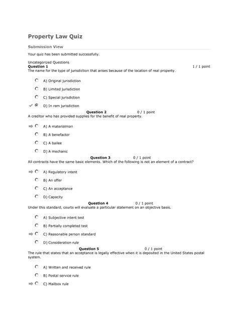Fillable Online Property Law Quiz Fax Email Print Pdffiller