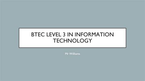 Btec Level 3 In Information Technology Lecture Notes Information