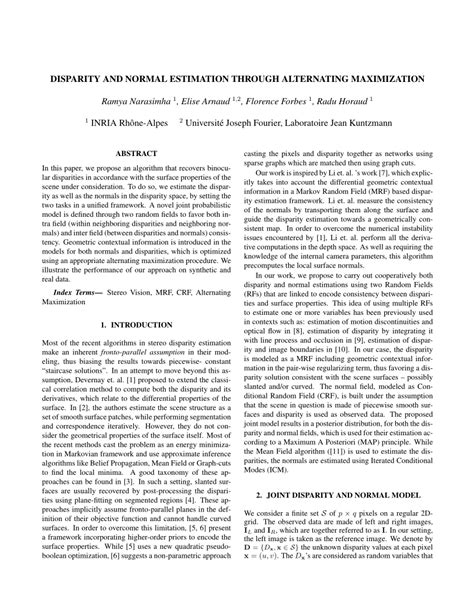 Pdf Disparity And Normal Estimation Through Alternating Maximization