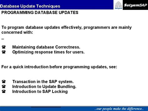 Database Update Techniques Database Update Techniques Objective