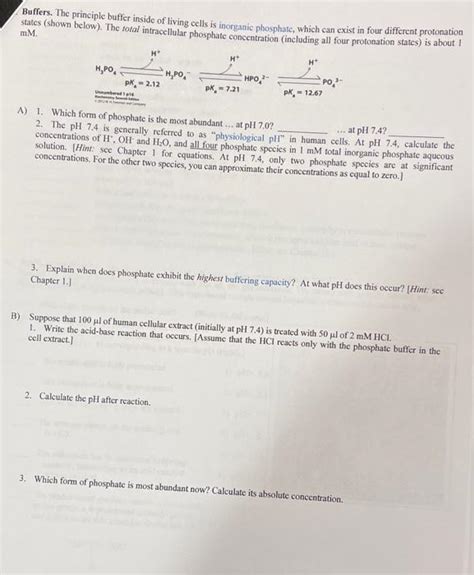 Solved Buffers The Principle Buffer Inside Of Living Cells