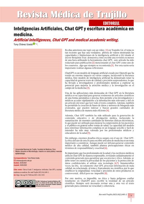 Pdf Artificial Intelligences Chat Gpt And Medical Academic Writing