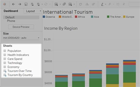 管理仪表板和故事中的工作表 Tableau