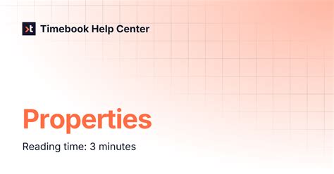 Properties Timebook Help Center