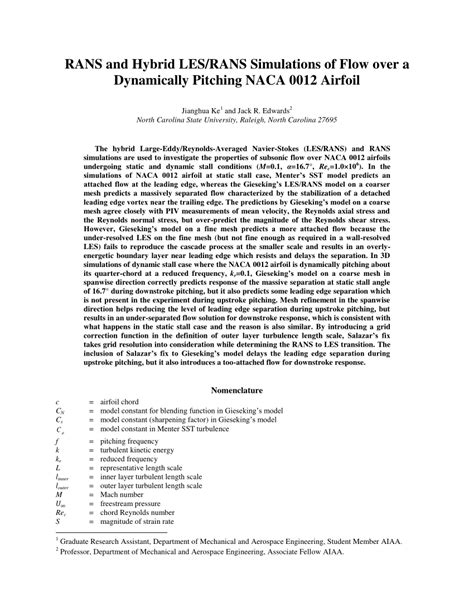 Pdf Rans And Lesrans Simulations Of Flow Over An Dynamically