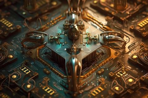 Premium Ai Image Futuristic Bionic Neural Chip On A Circuit Board Created With Generative Ai