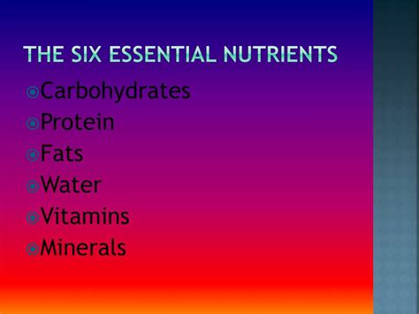 Ppt The Six Essential Nutrients Powerpoint Presentation Free