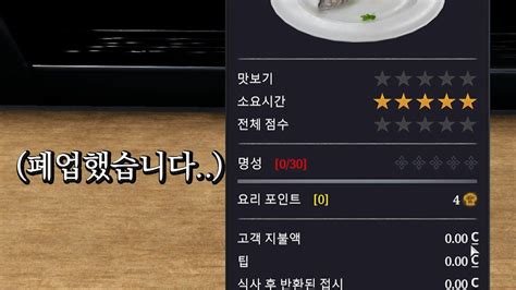가게 오픈 첫 날 폐업 했습니다 스팀게임 쿠킹 시뮬레이터 Youtube