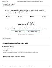 Quiz Worksheet Sampling Distributions The Central Limit Theorem Study Pdf