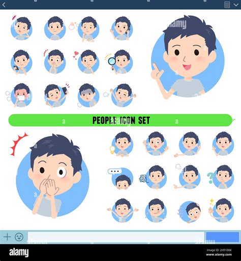 A Set Of Unpaid Avatar Man With Expresses Various Emotions In Icon