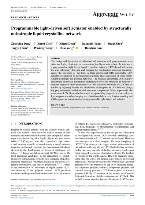 Pdf Programmable Light‐driven Soft Actuator Enabled By Structurally Anisotropic Liquid